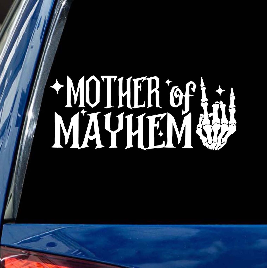 Mother of Mayhem Decal Skeleton Bones Rock on Hand Goth Sticker Heavy ...