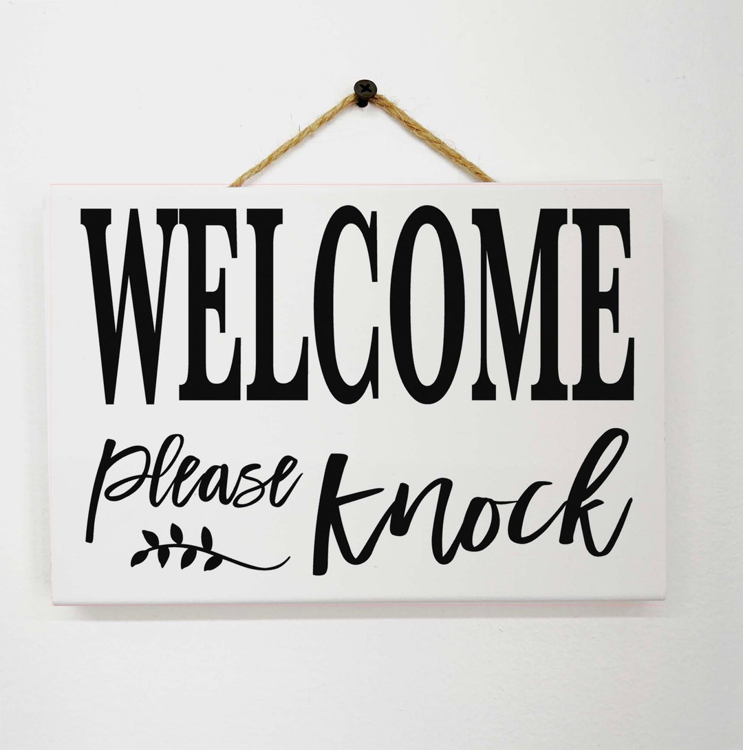 Welcome Please Knock Sign Door Hanger Home Office Business - Etsy