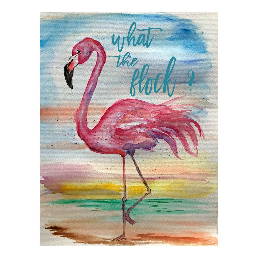 What the FLOCK Sign Pink Flamingo Art Frameable Tropical Wall Hanging ...