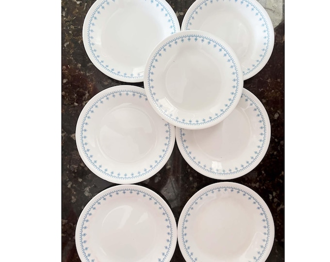 Corelle Blue Snowflake 6.5 in Plates SET of 7 - Retro Discontinued - Etsy