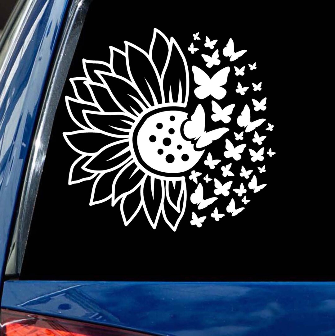 Butterfly Sunflower Decal Car Window Bumper Sticker Vinyl All - Etsy