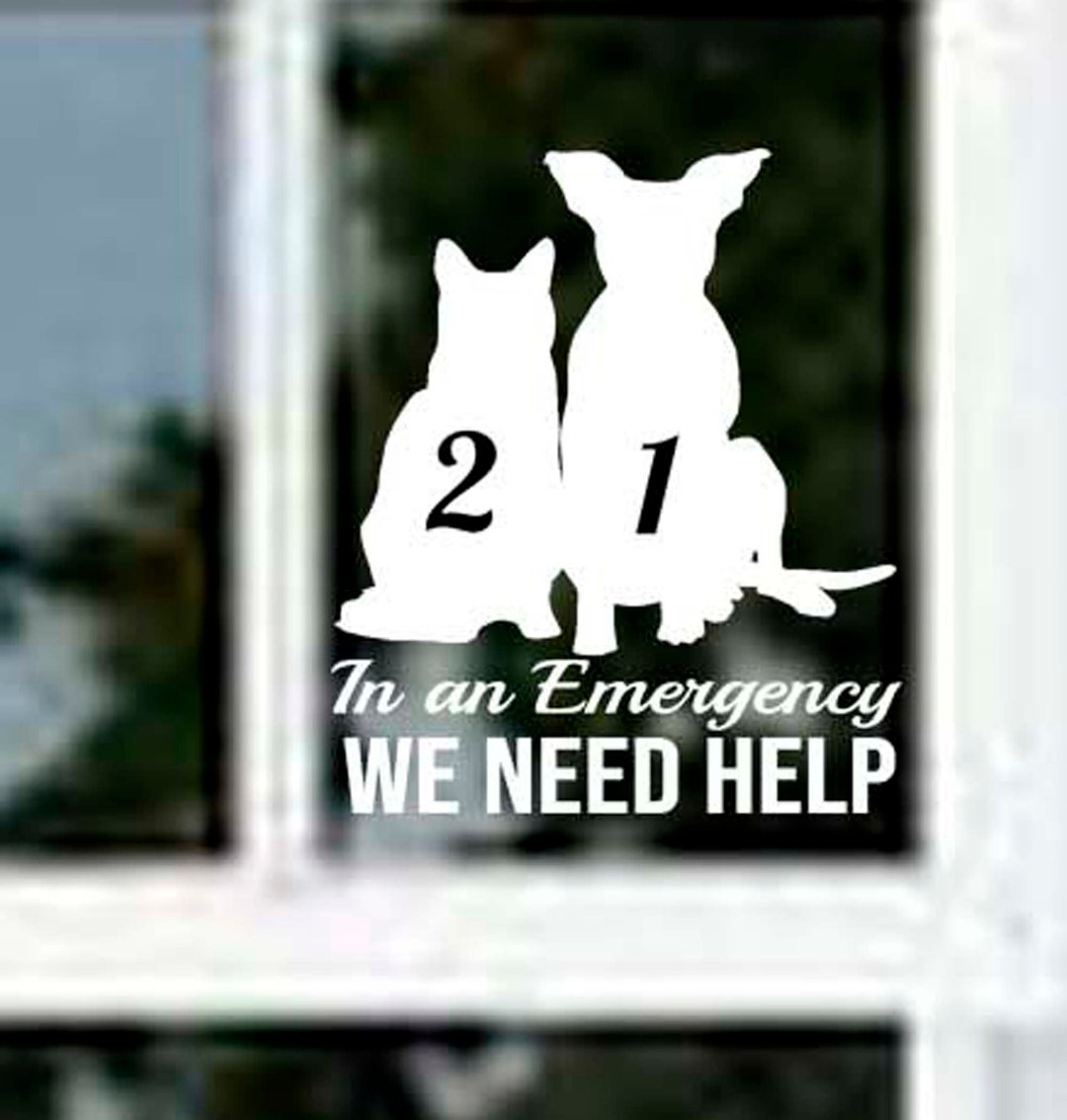 In Emergency We Need Help Dog Cat Decal in Case of Fire or Accident - Etsy