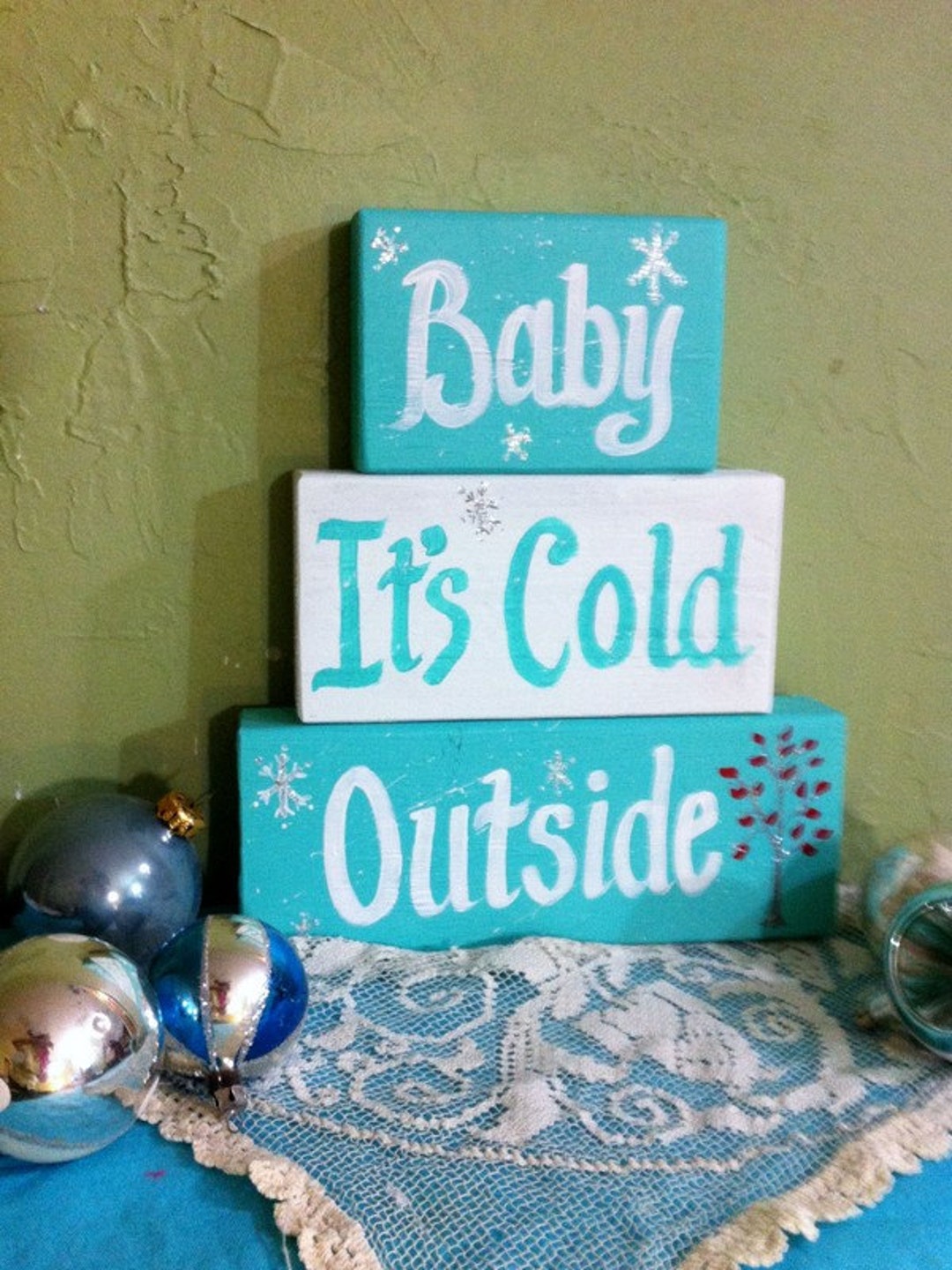 Baby Its Cold Outside Sign Stacking Wood Blocks Shower Nursery ...
