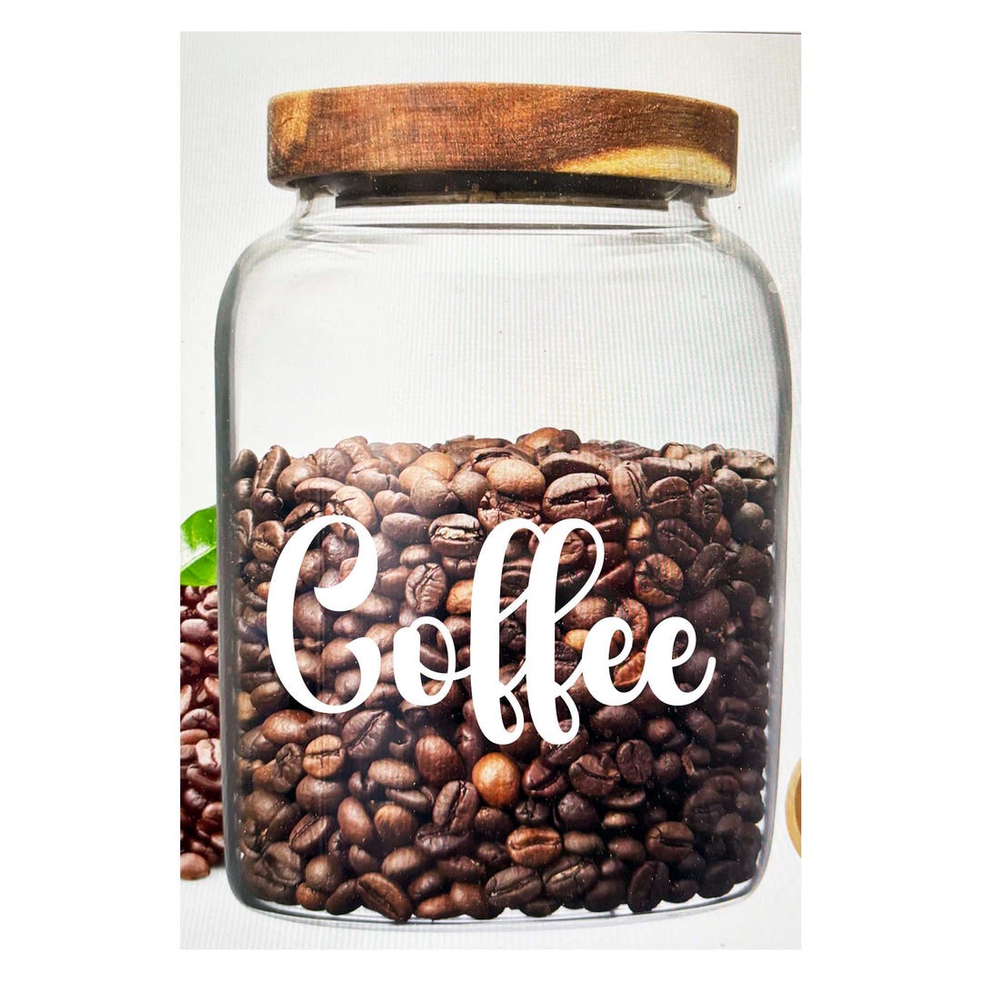 Coffee Jar Label Vinyl Canister Storage Container Kitchen Organization ...