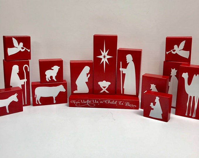 Nativity Wood Blocks - Etsy