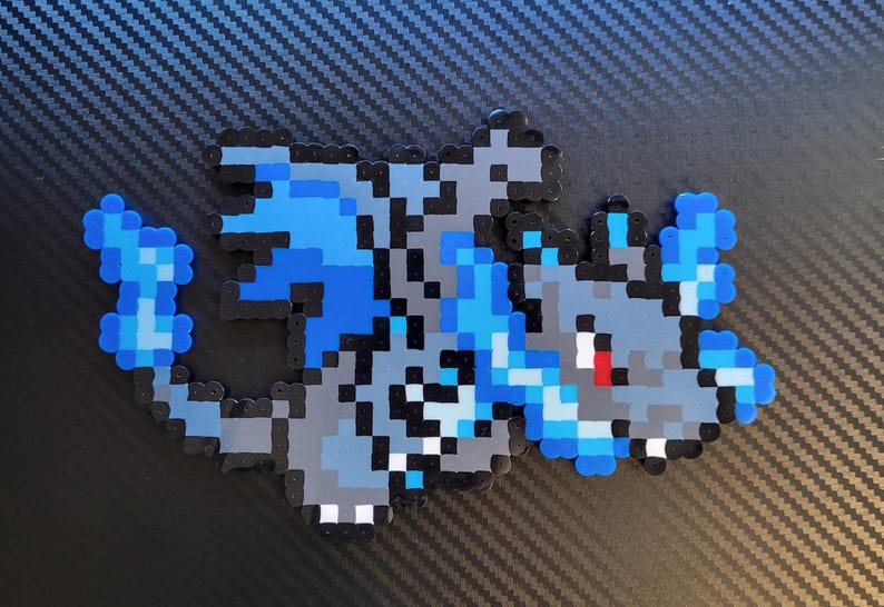 Perler Bead Art (glossy) - Mega Charizard X - Pokemon - Etsy