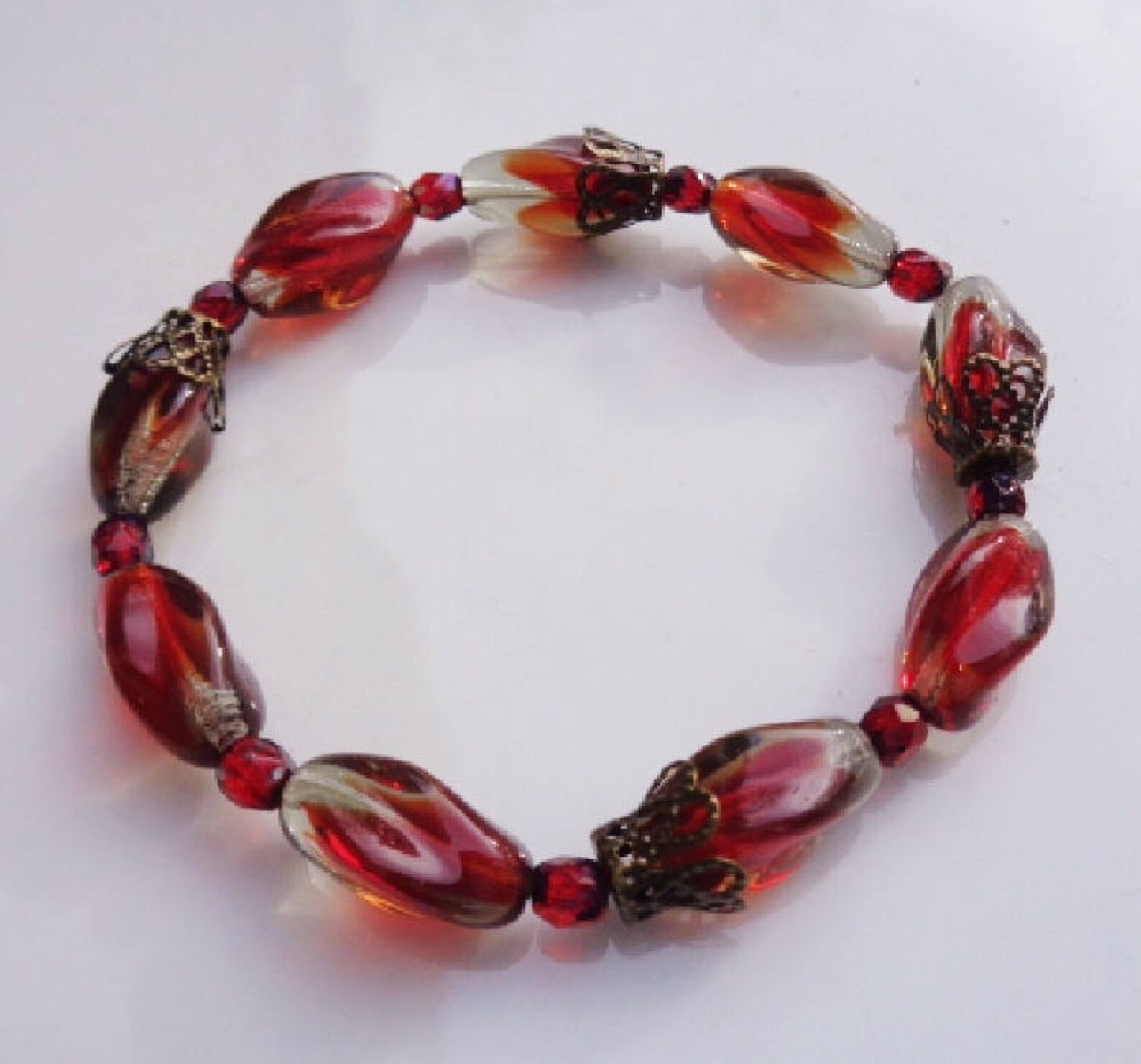 Antique Amber Czech Glass Bracelets Art Deco Beaded Stretch Etsy