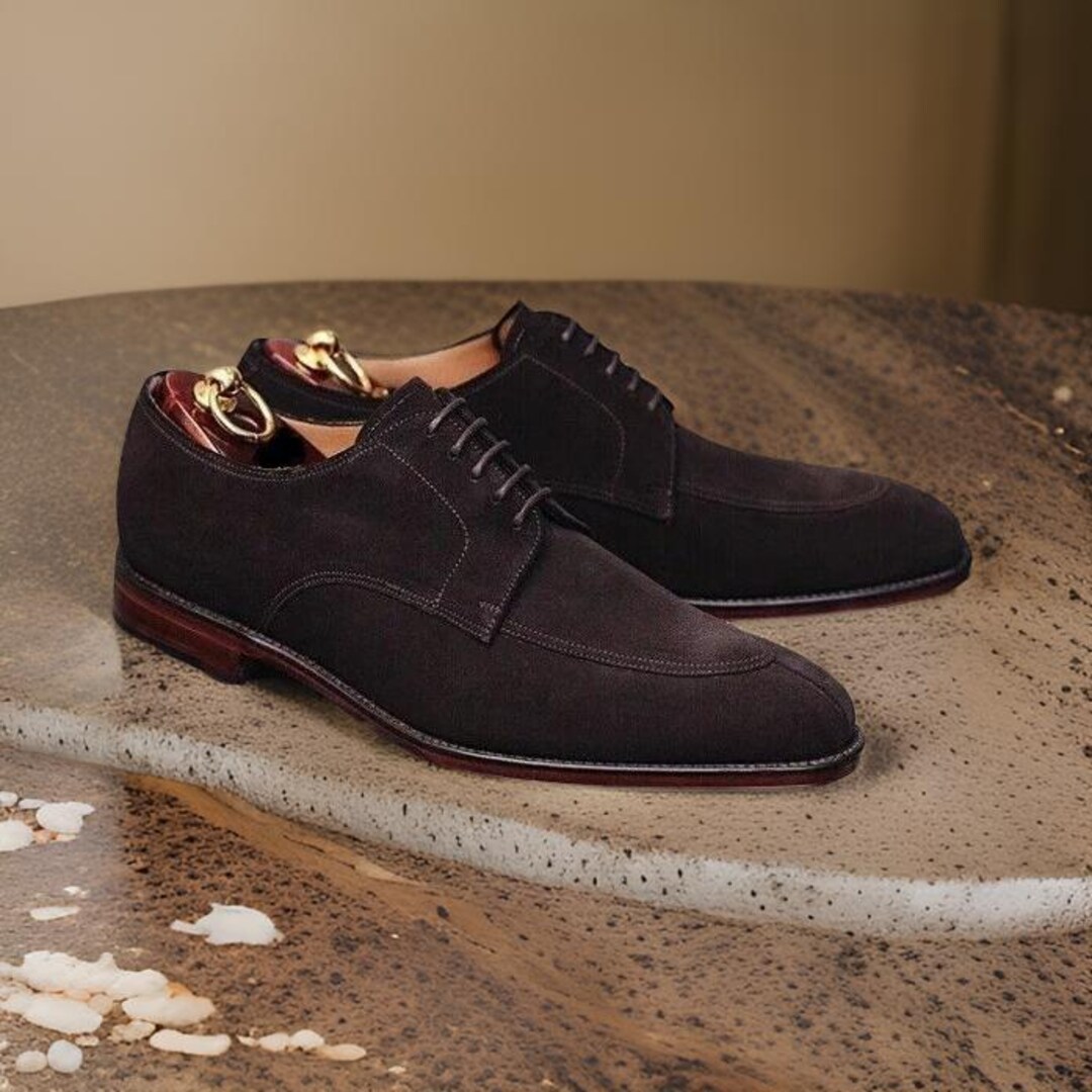 Handmade Leather Shoes Suede Brown Color Lace-up Formal Dress Shoes ...