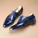 Handmade Genuine Leather Navy Blue Cap Toe Formal Casual Dress Shoes ...