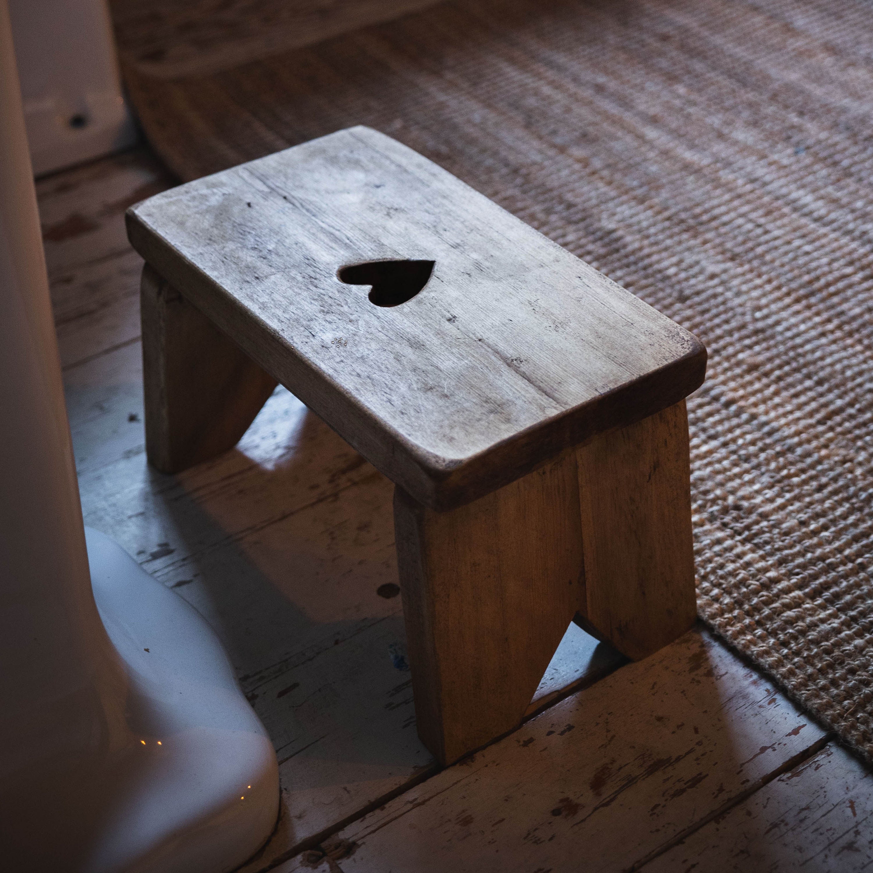 Handmade Rustic Wooden Children's Stool | Heart Carving, Kids Furniture ...