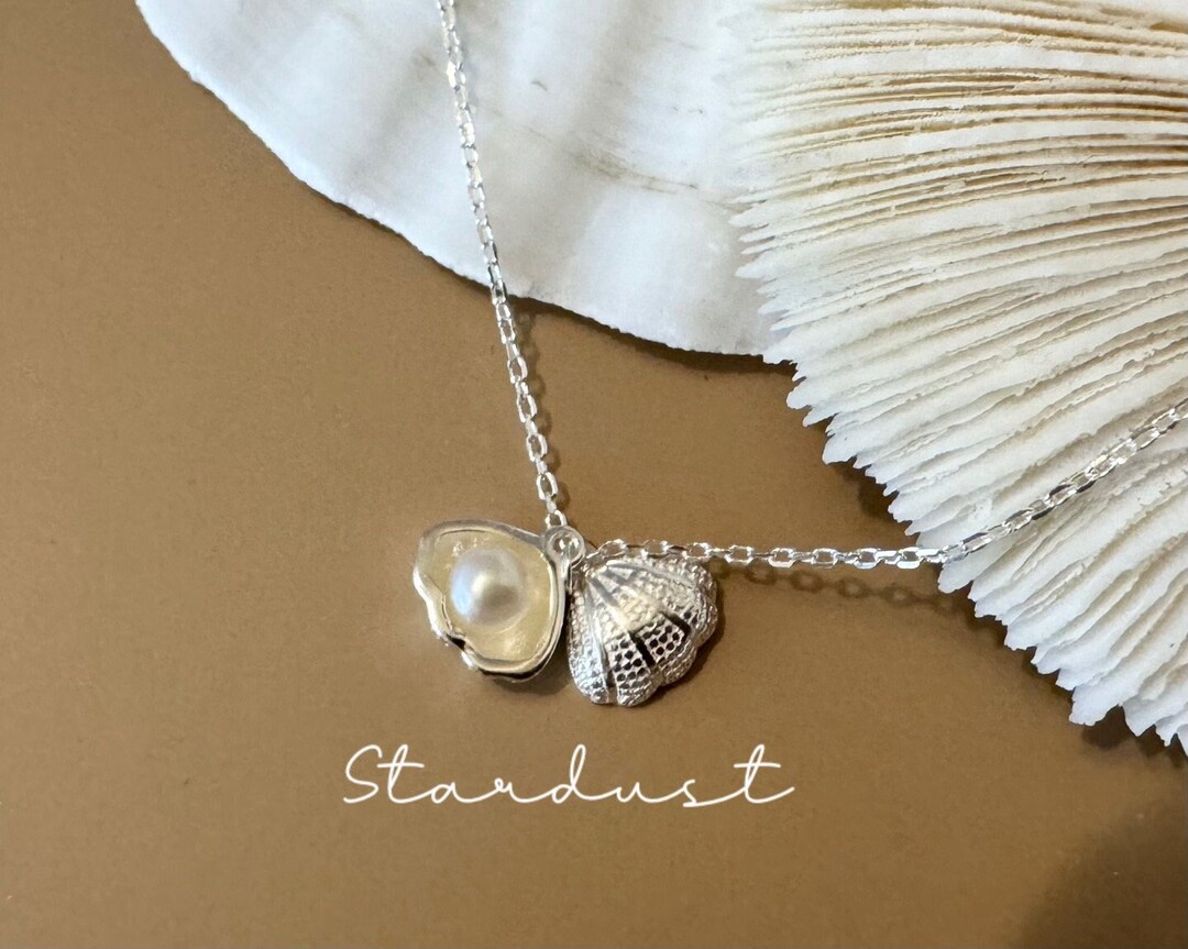 Dainty Shell Amulet Necklace Clam Pendant With Pearl Shell Pearl ...