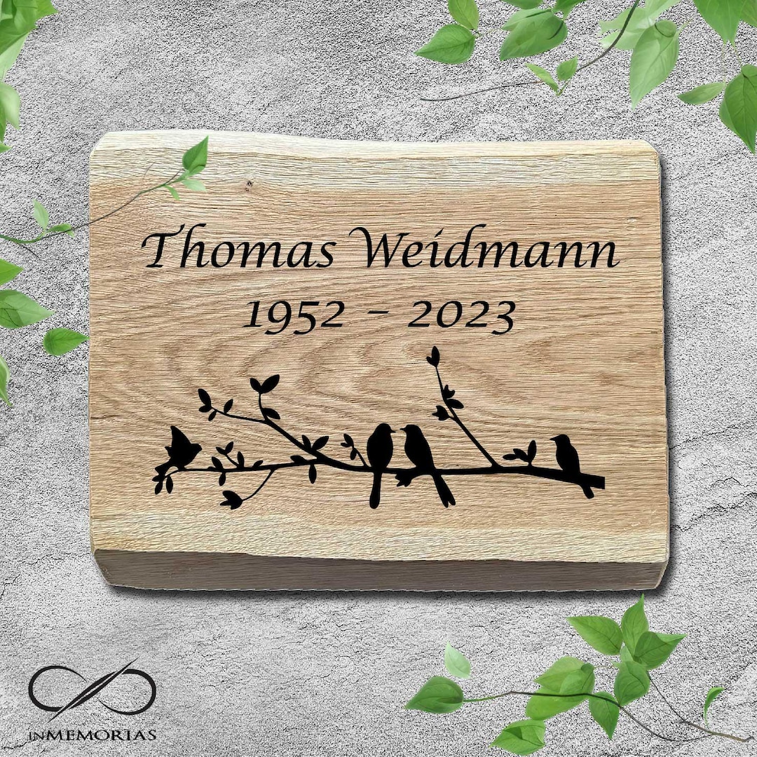 Inscription Plate for Grave and Urn Grave Made of Oak With Tree Edge ...
