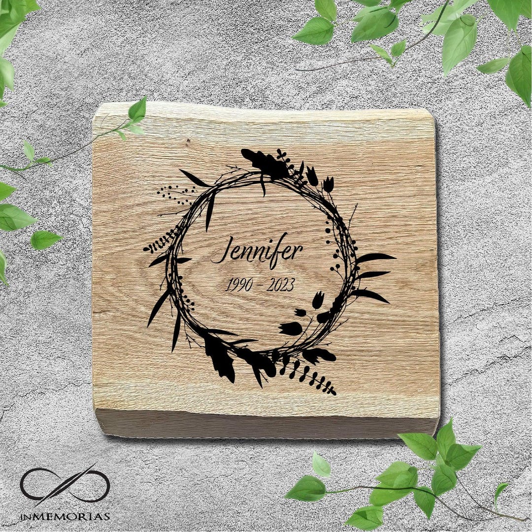 Inscription Plate for Grave and Urn Grave Made of Oak With Tree Edge ...