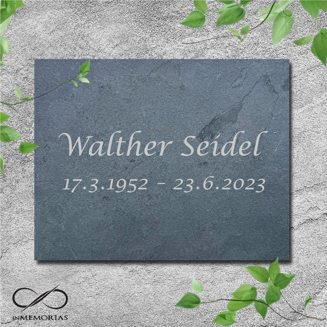 Memorial Stone, Slab, Slate Slab for Grave and Urn Grave With Polished ...