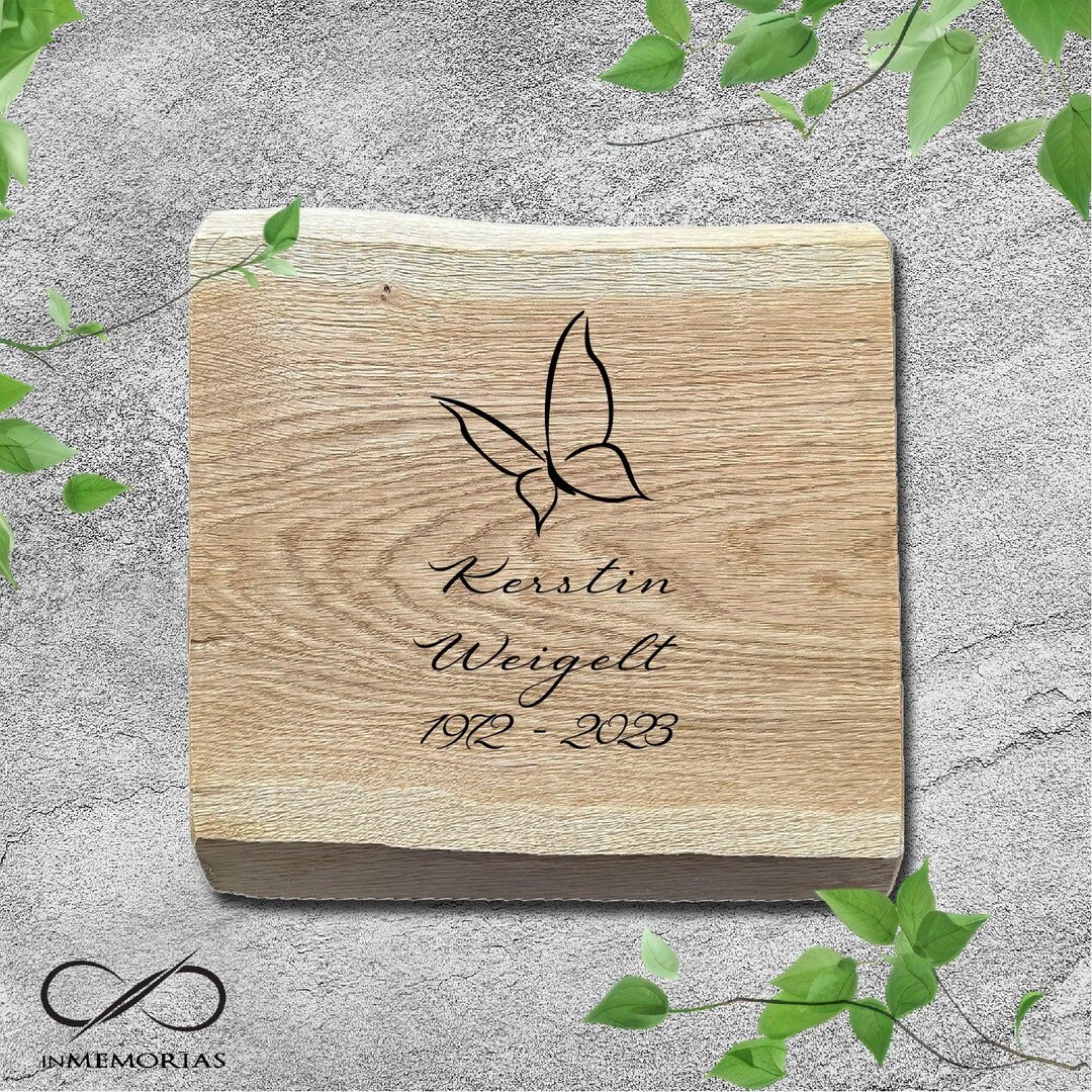 Inscription Plate for Grave and Urn Grave Made of Oak With Tree Edge ...