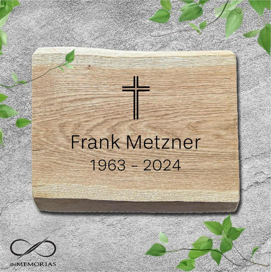 Gravestone Made of Oak Inscription Plate for Grave and Urn Grave Made ...