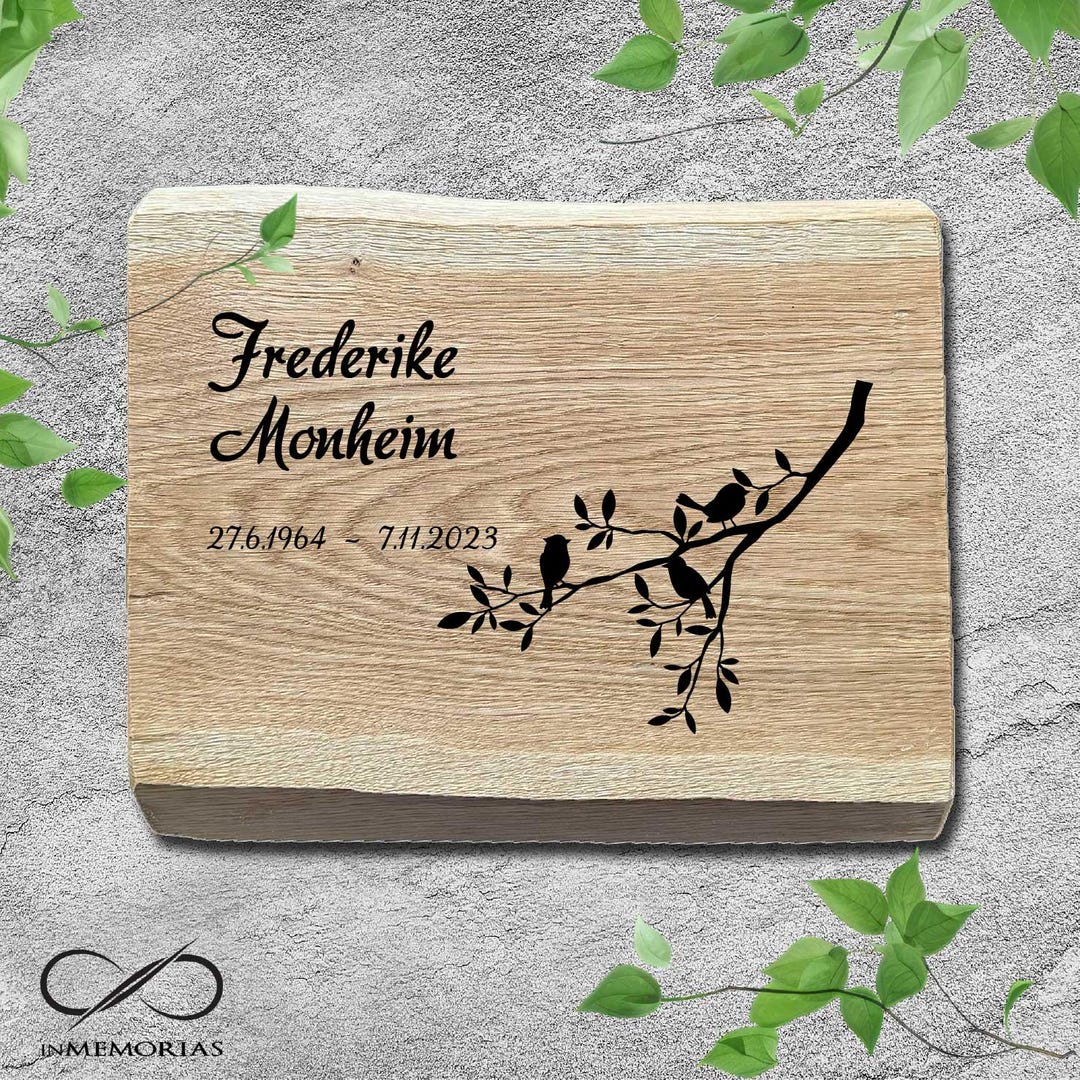 Inscription Plate for Grave and Urn Grave Made of Oak With Tree Edge ...