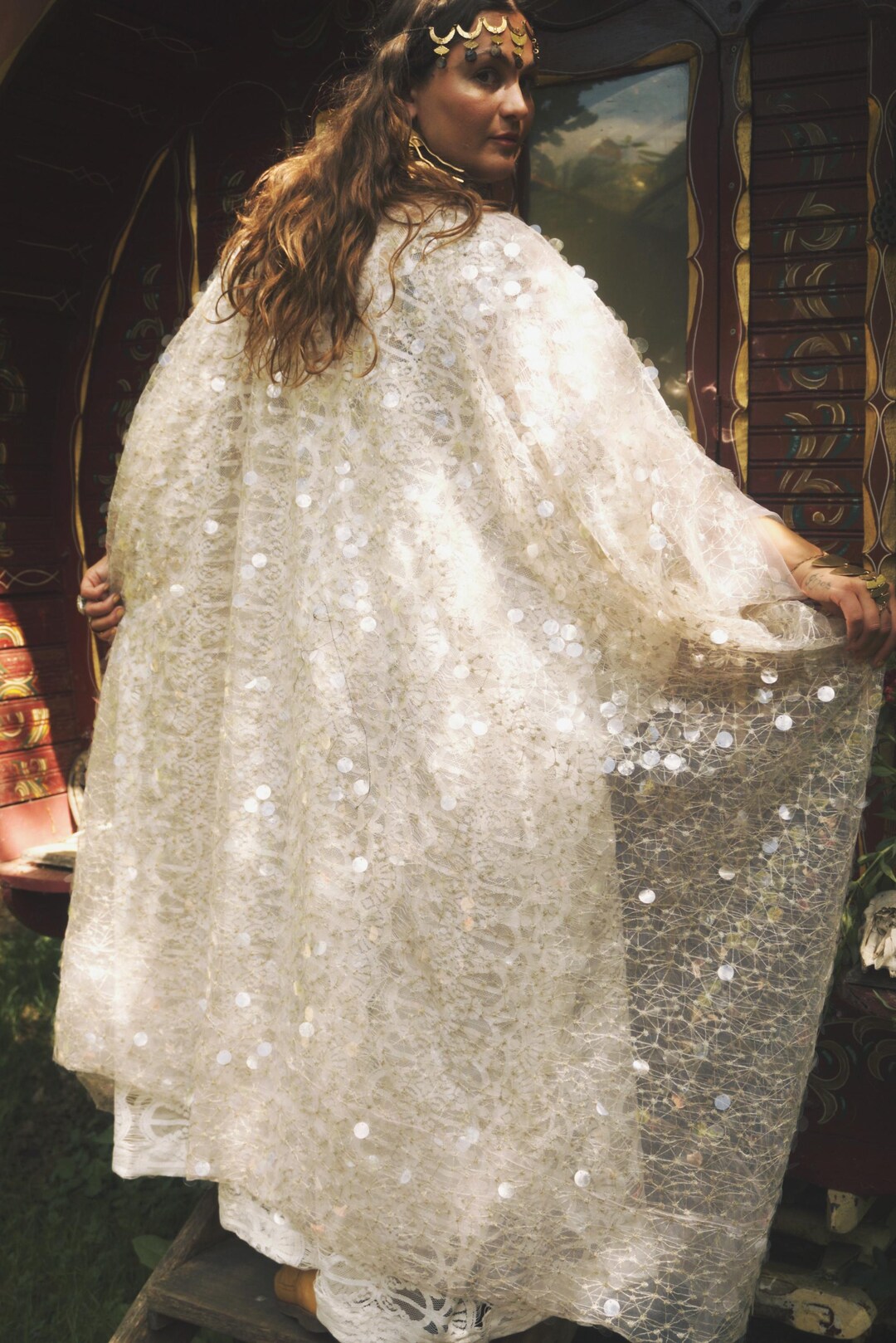 Luminous Moonveil White Sequin Kimono Robe - Etsy