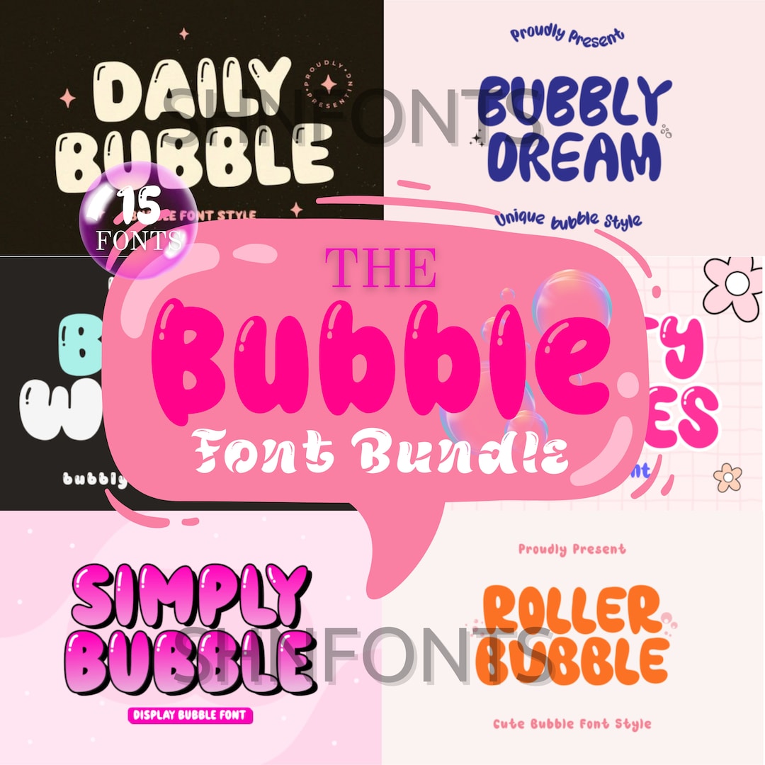 Bubble Font Bundle | Bubbly Fonts | Handwritten Fonts | Procreate Fonts ...
