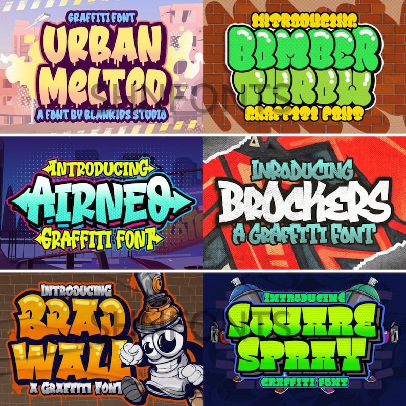 400+ Urban Graffiti Font Bundle (TTF & OTF) - Etsy