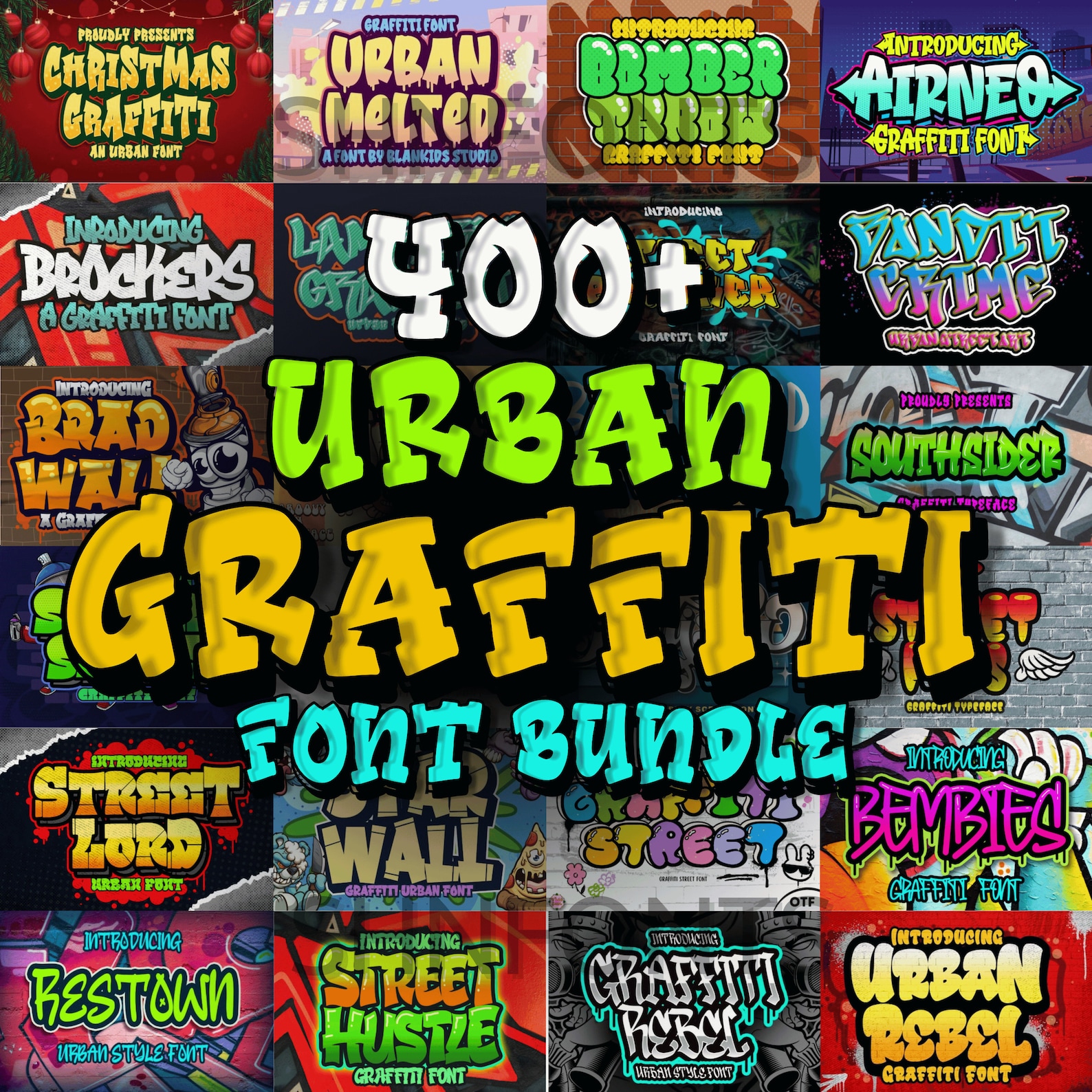 400+ Urban Graffiti Font Bundle (TTF & OTF) - Etsy