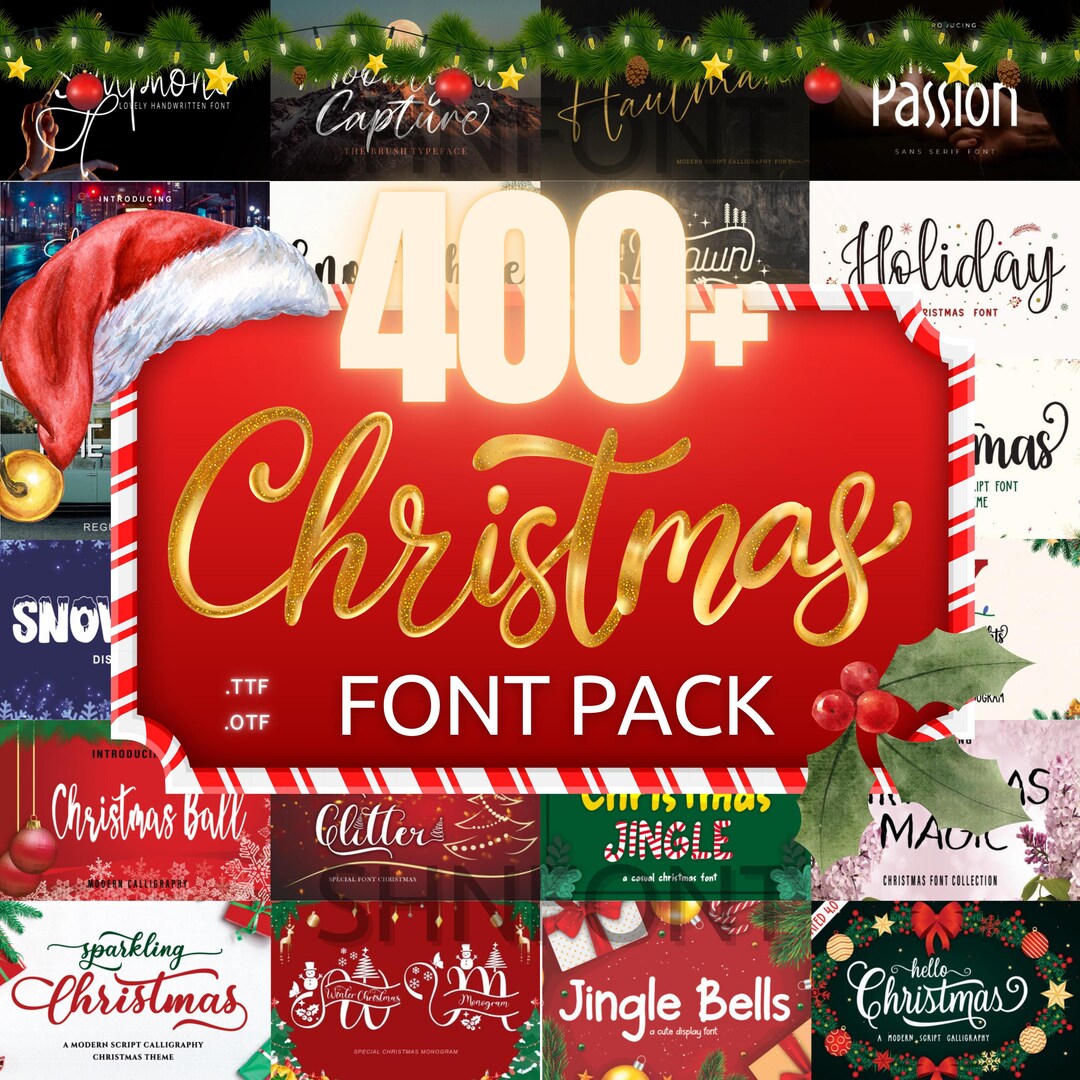 400+ Christmas Font Bundle: Calligraphy, Script (TTF & OTF) - Etsy