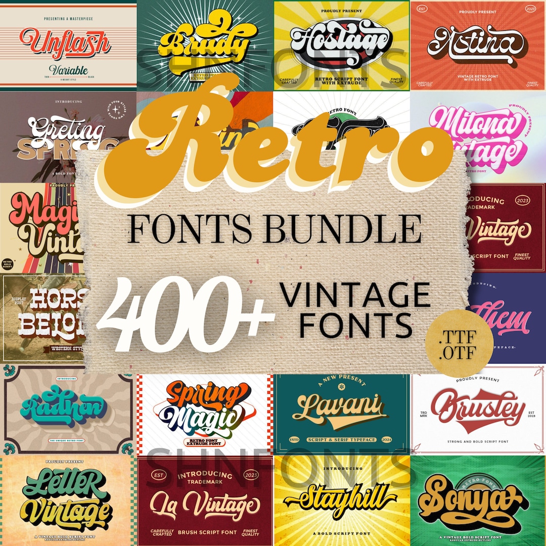 400+ Retro Vintage Fonts Bundle: Calligraphy, Script (TTF, OTF) - Etsy