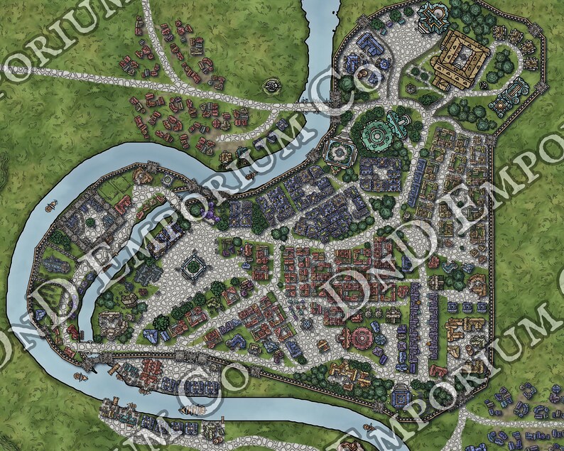 Dnd Singular City Map Full Detail 'everwell' - Etsy
