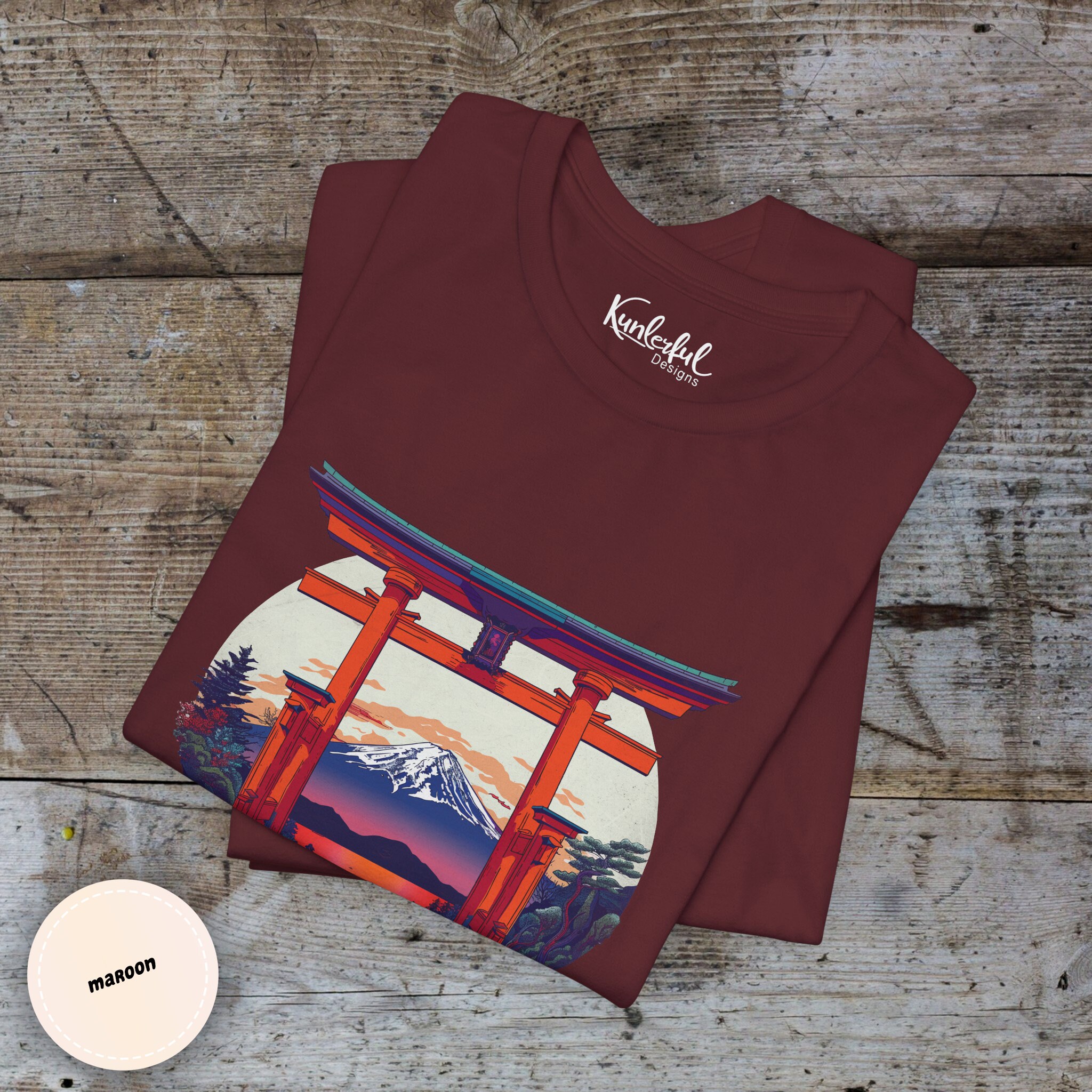 Japanese Torii Gate Retro Style Tshirt With Mount Fuji Design Nature Lover's Gift, Japan ...