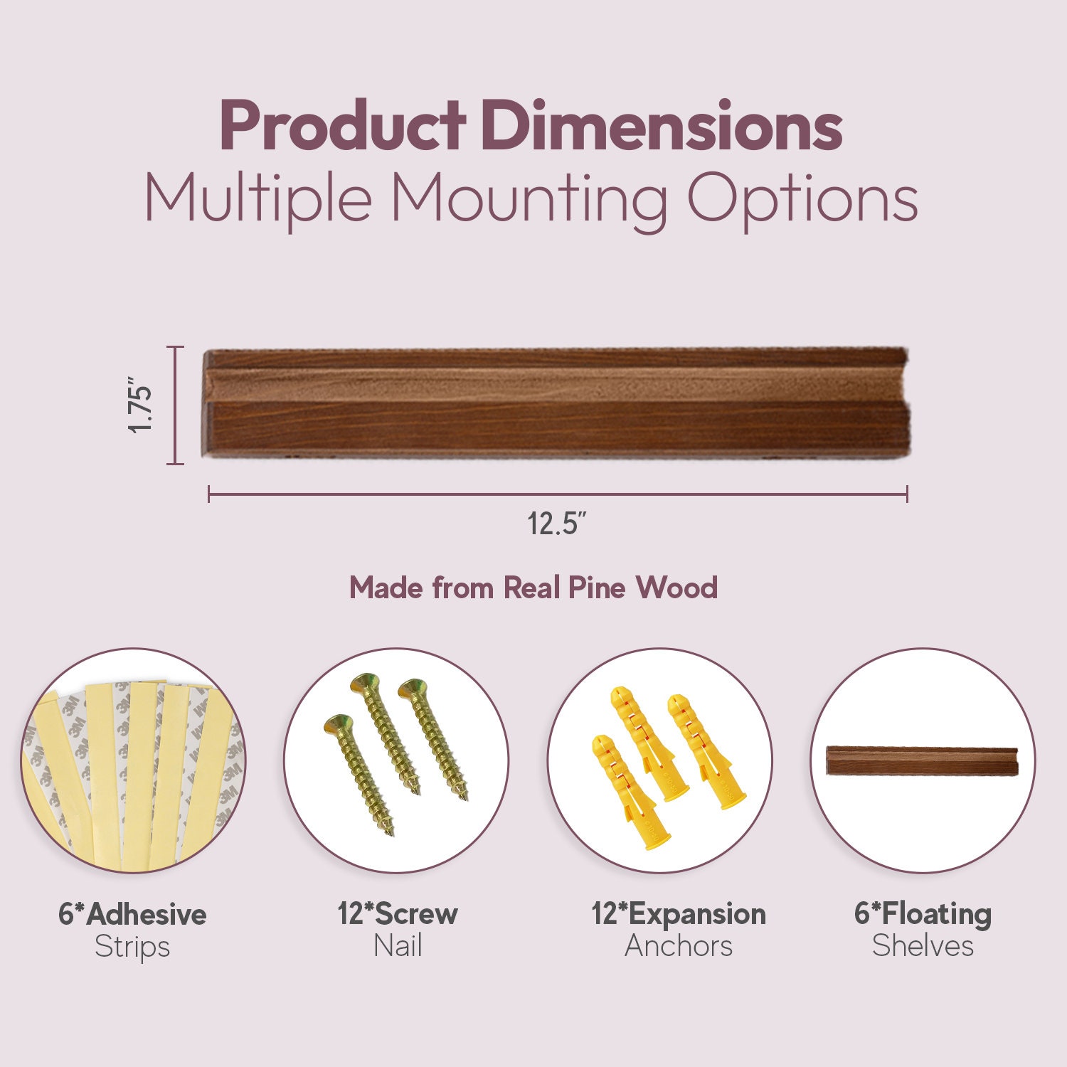 Vinyl Wall Mount Pack of 6 Pinewood Vinyl Record Holder Wall Mount With ...