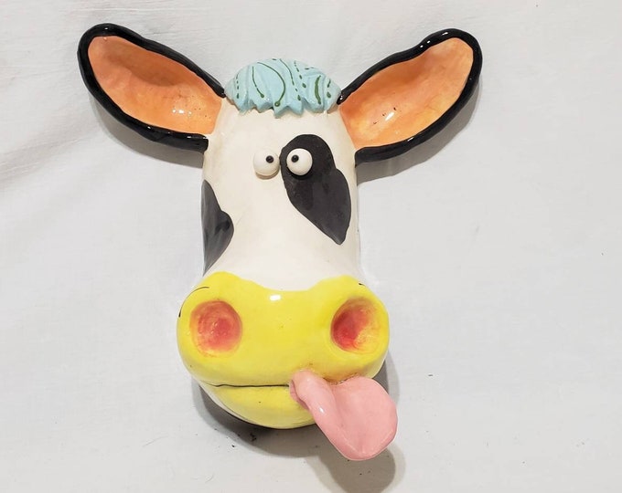 Cows, Cow Art, Ceramic Cow, Cow Face, Cow Sculpture, Vet Gift, Cow ...