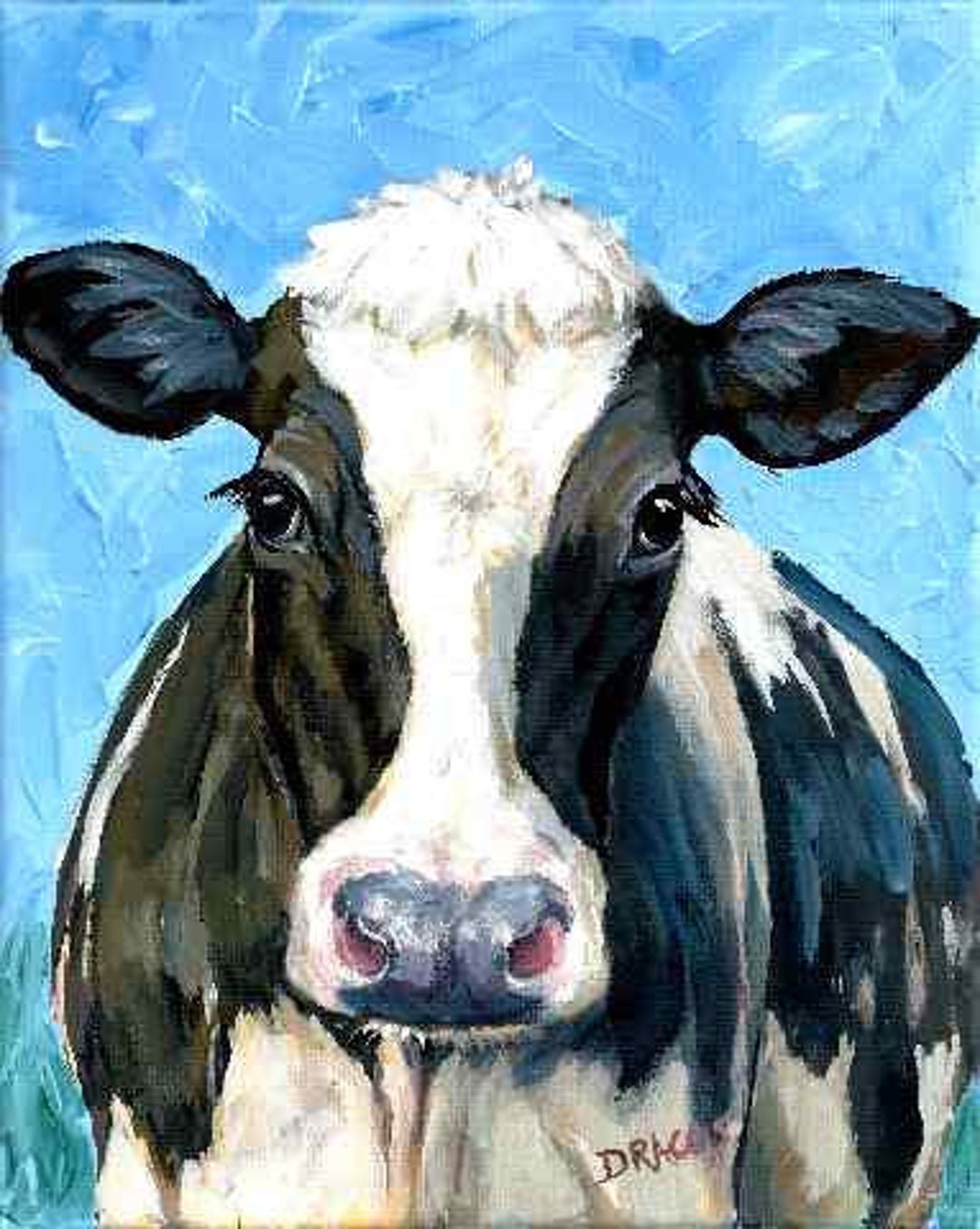 Holstein Cow, Cow Art, Print of Original Painting, Holstein 2, White ...