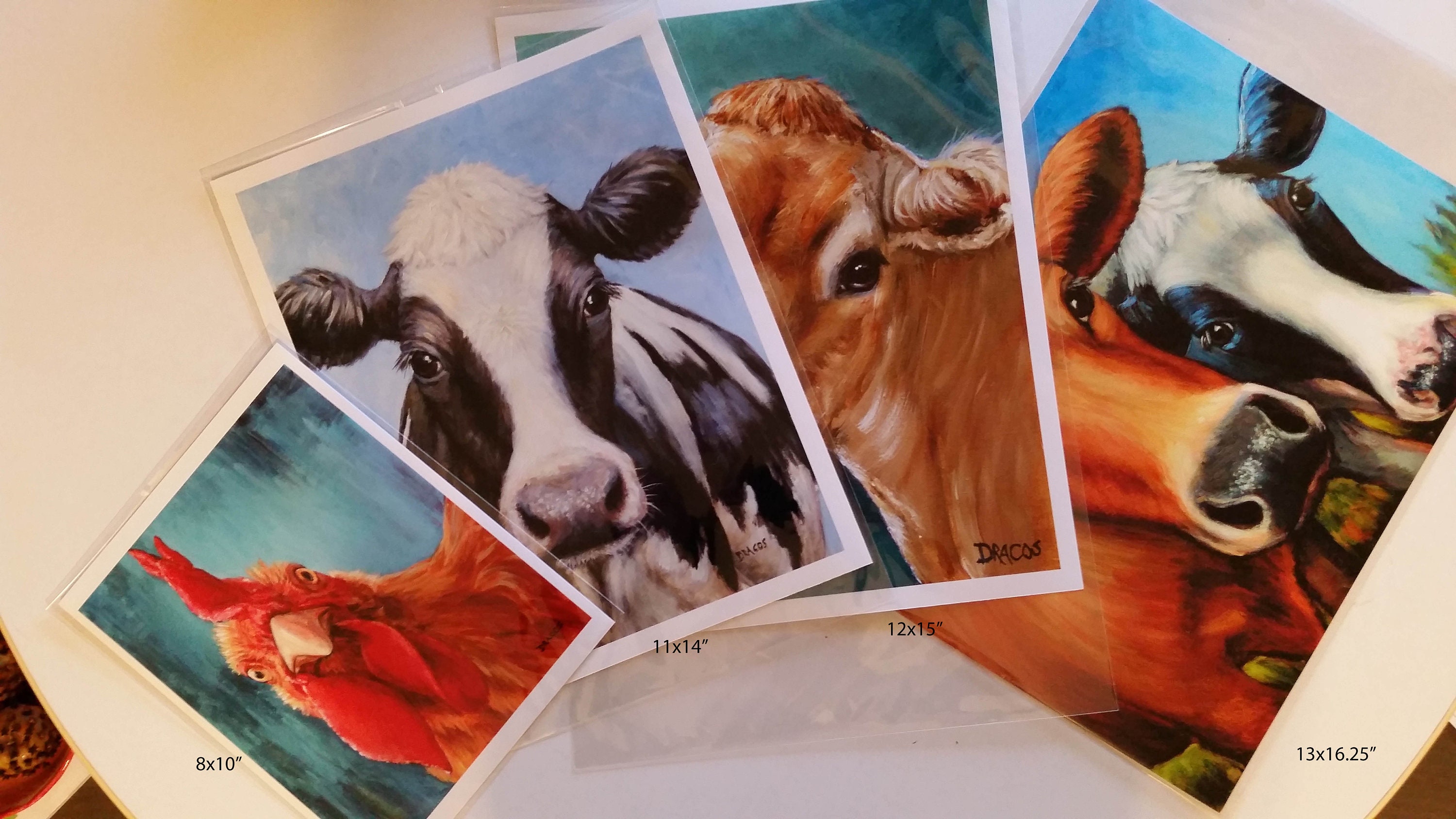 Red Cow Art Print Just Before Sunset Painting by Dottie | Etsy