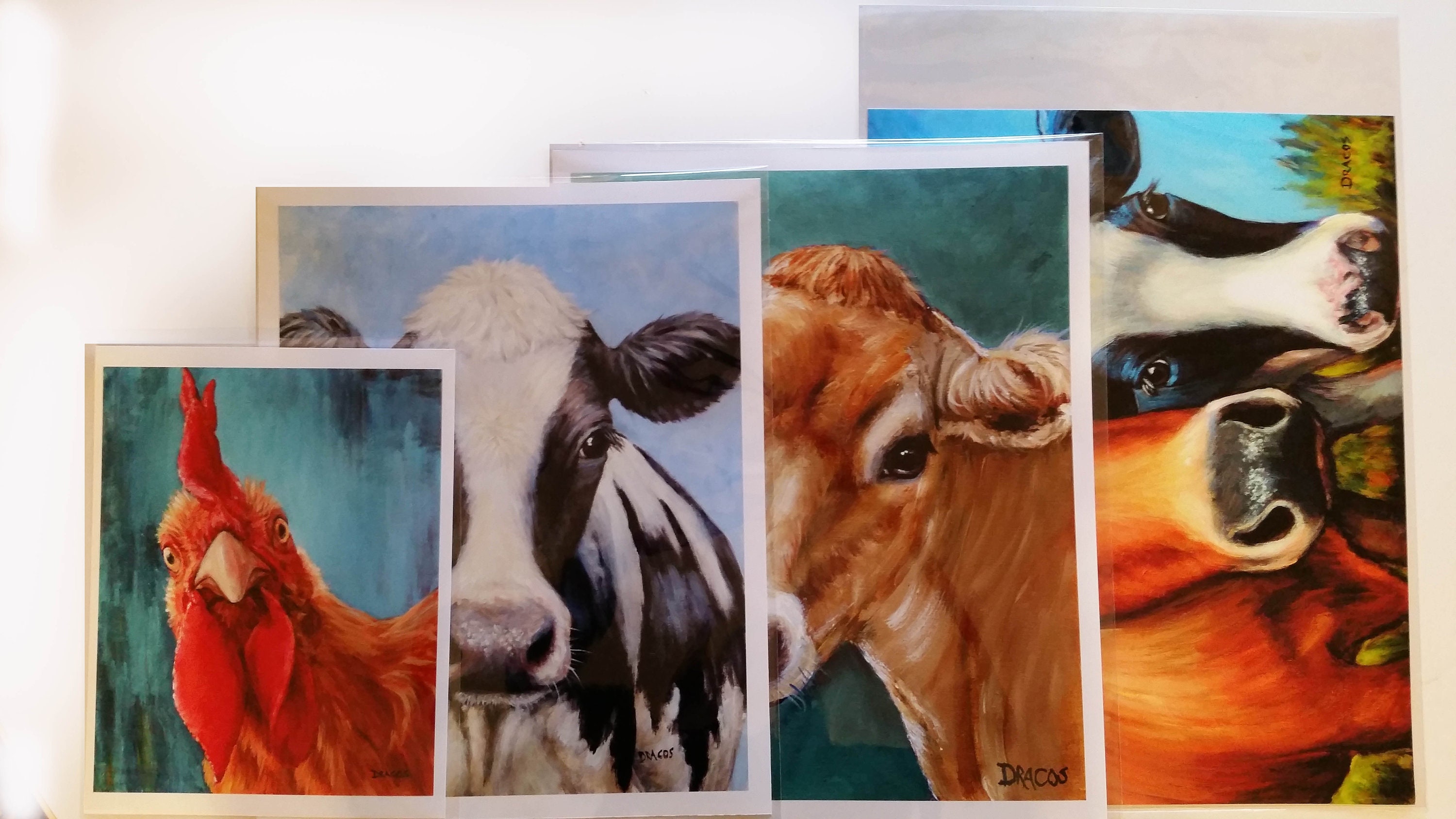 Red Cow Art Print Just Before Sunset Painting by Dottie | Etsy