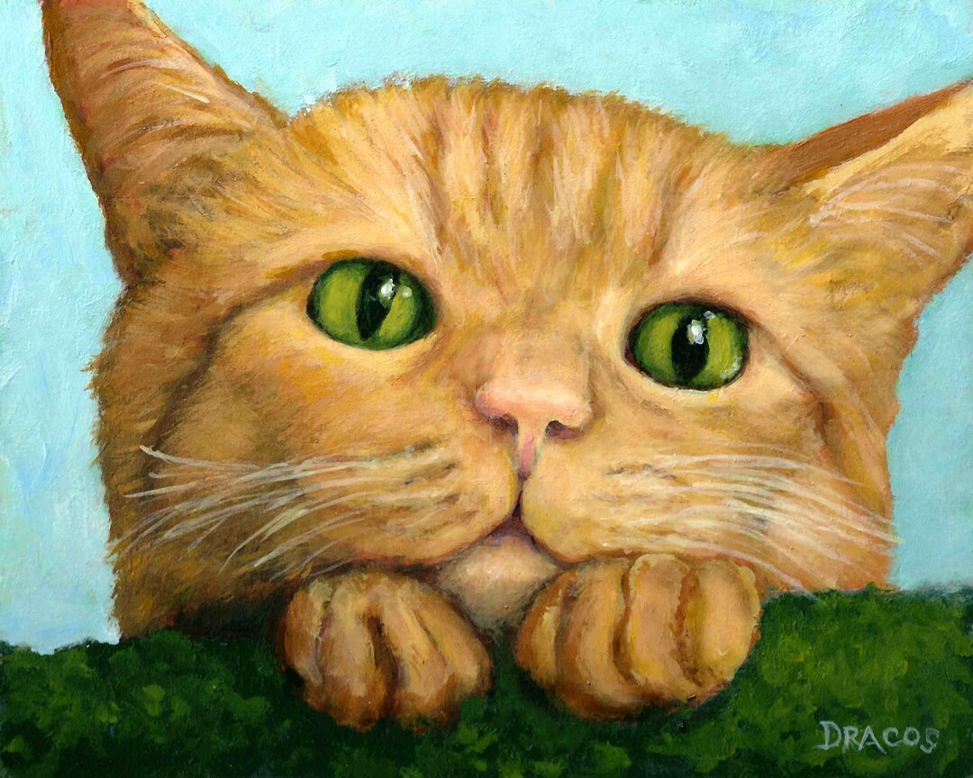Cats, Tabby Cat, Art Print From Original Painting ,yellow Tabby, Cat ...