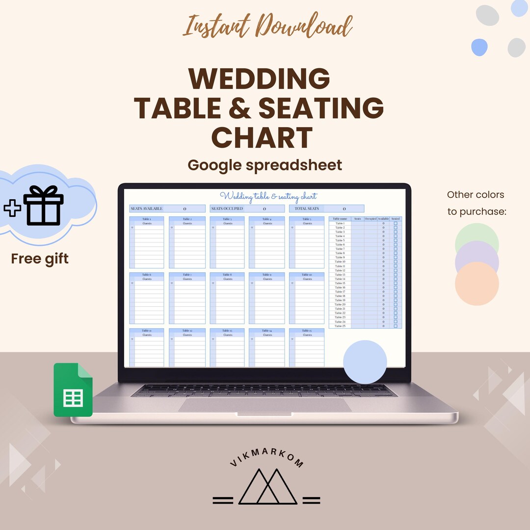Wedding Seating Chart Template | Wedding Seating and Table Plan | Guest ...