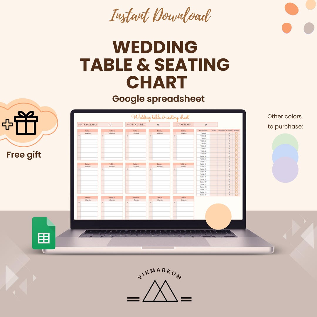 Wedding Seating Chart Template | Wedding Seating and Table Plan | Guest ...
