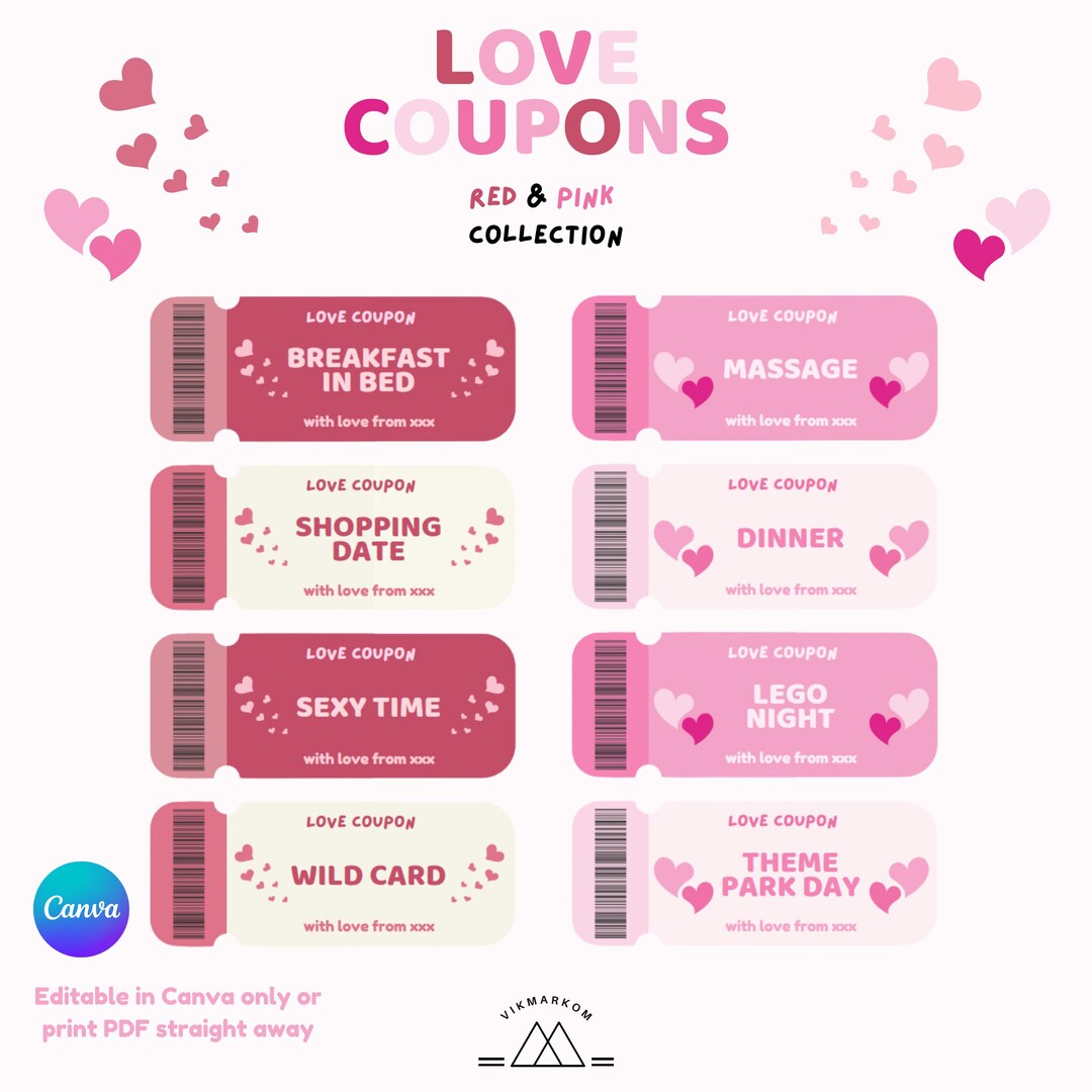 Love Coupons Book Printable PDF | Editable Love Couple Coupons | Gift ...