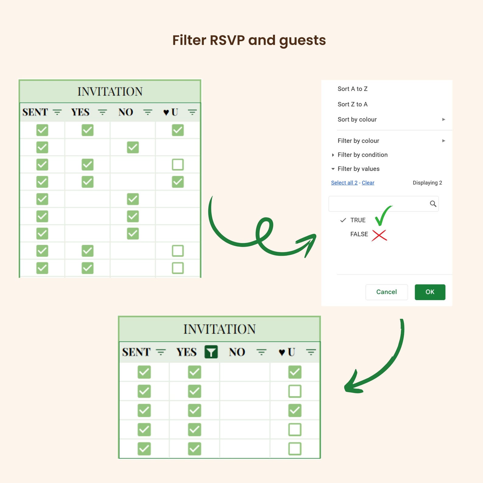 Wedding Guest List Google Sheets | Digital Guest List Template ...