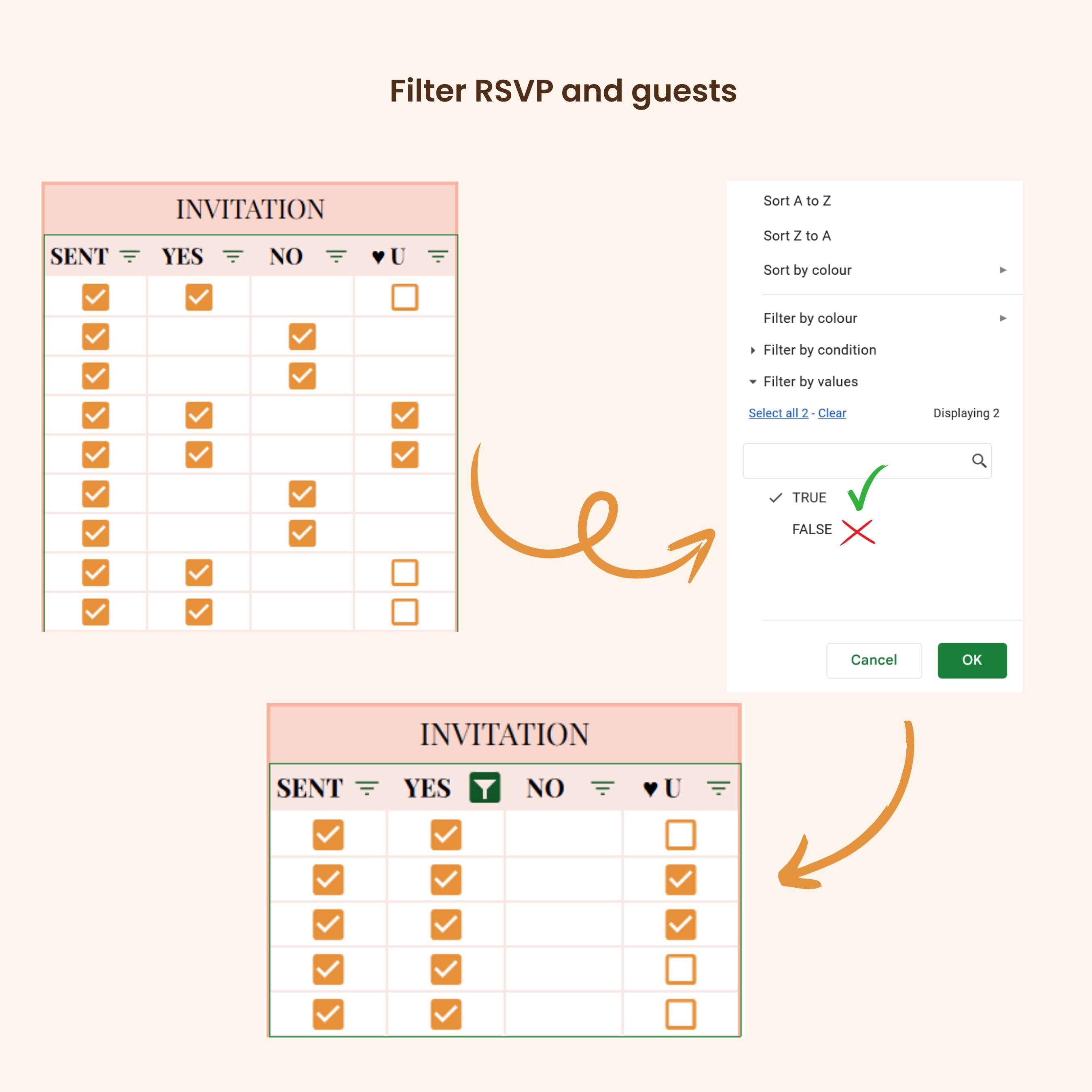 Wedding Spreadsheet Google Sheet | Guest List Tracker for Wedding ...