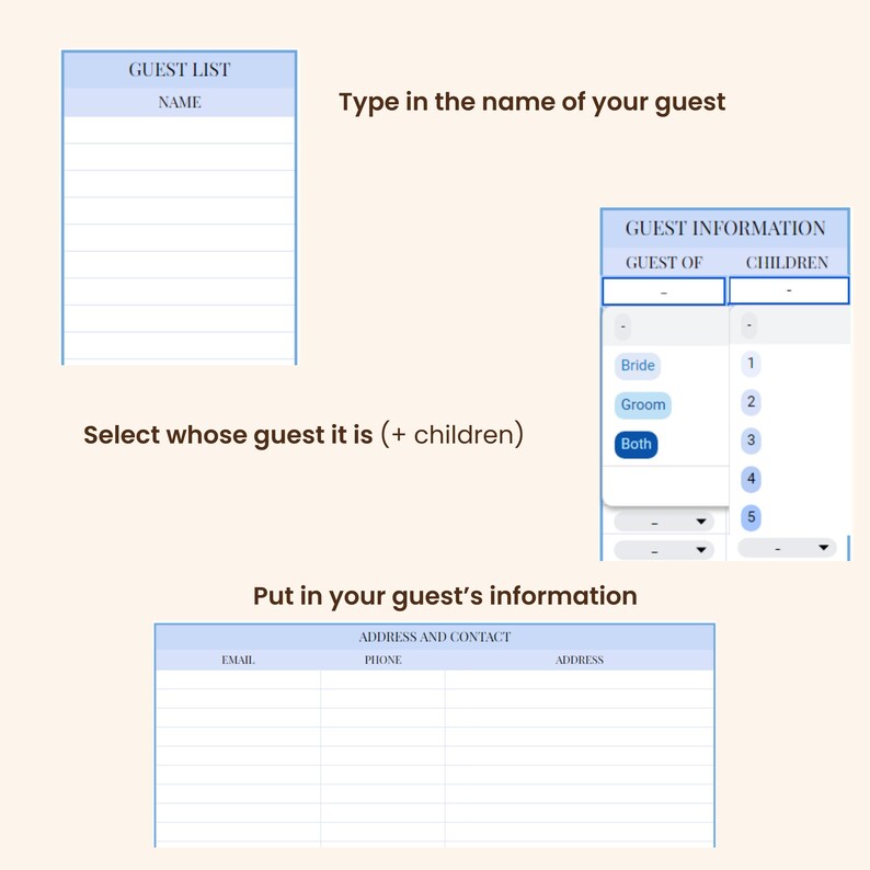 Wedding Guest List Template | Google Sheets Wedding Guest Tracker ...