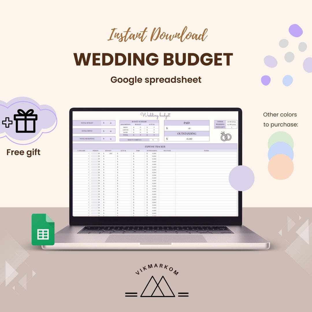 Wedding Budget Planner Spreadsheet Template Google Sheets | Wedding ...