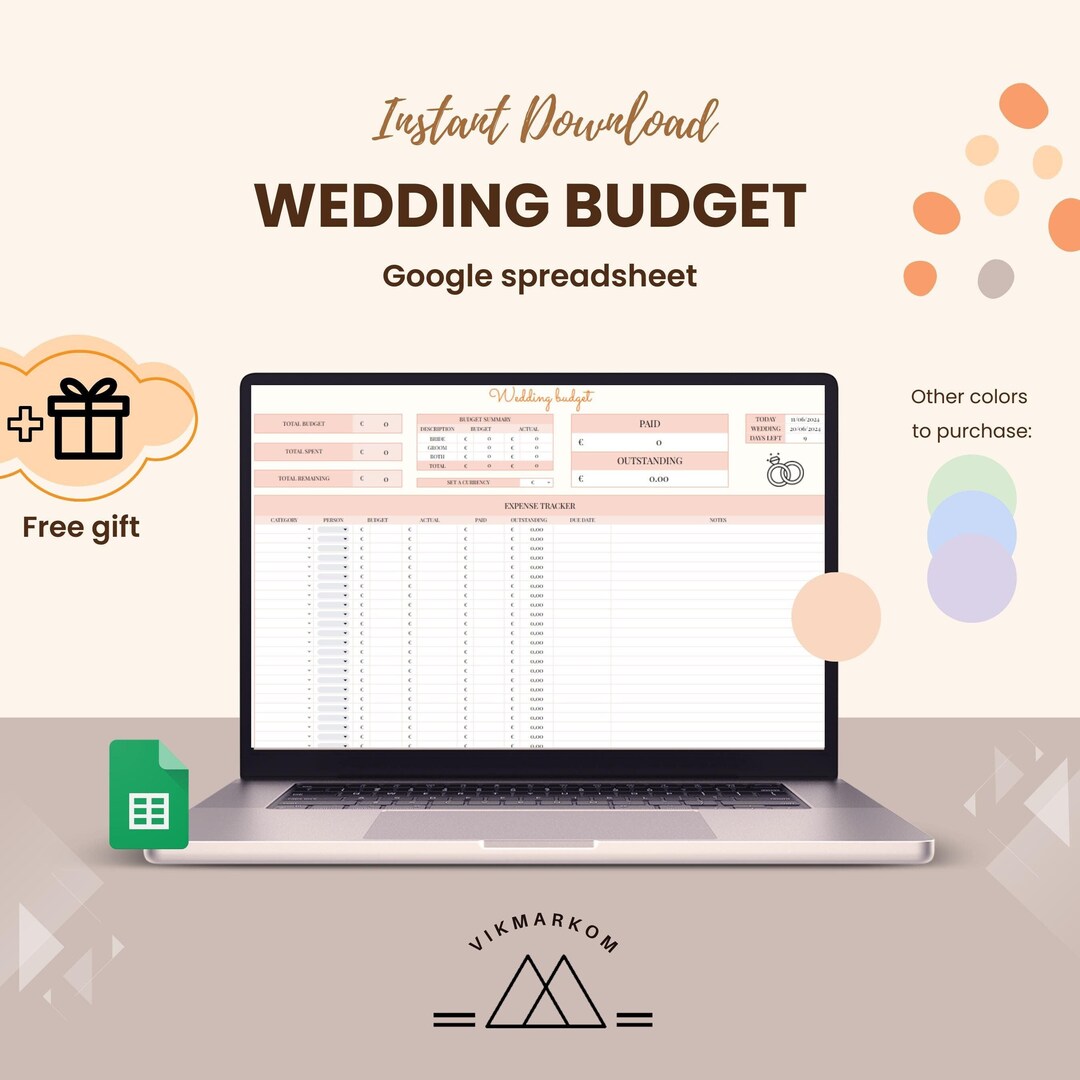 Wedding Budget Planner Spreadsheet Template Google Sheets | Wedding ...
