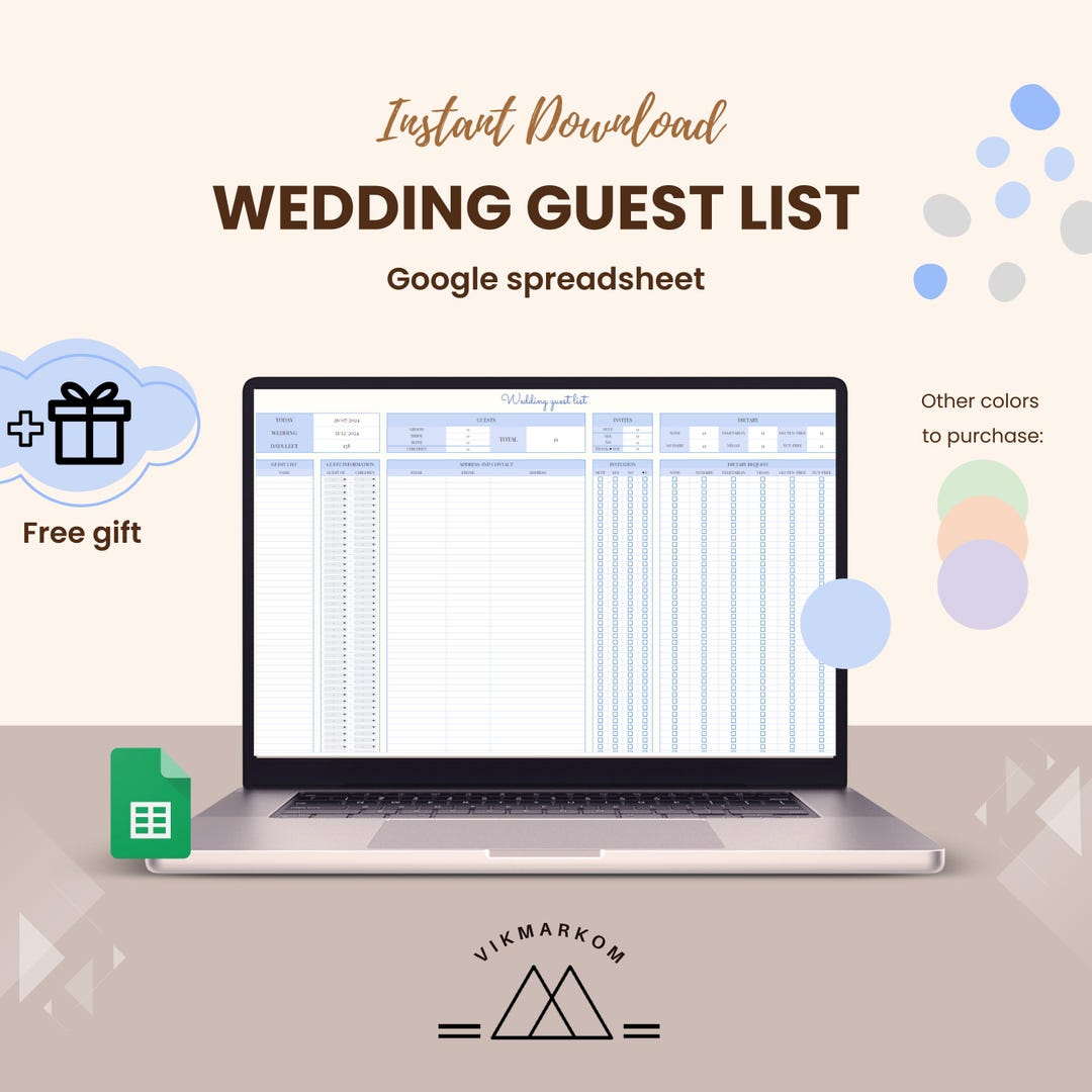Wedding Guest List Template | Google Sheets Wedding Guest Tracker ...