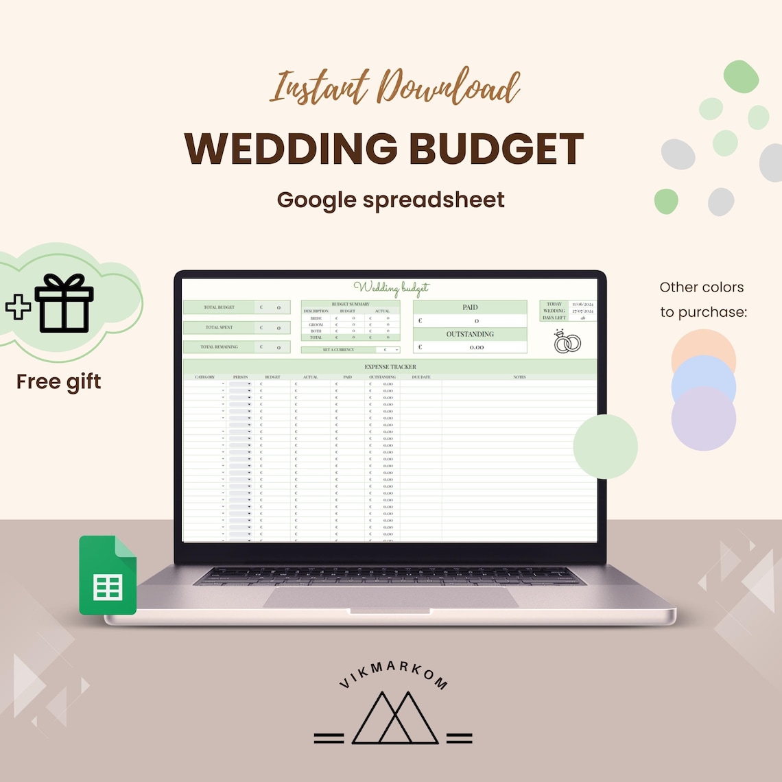 Wedding Budget Planner Spreadsheet Template Google Sheets | Wedding ...