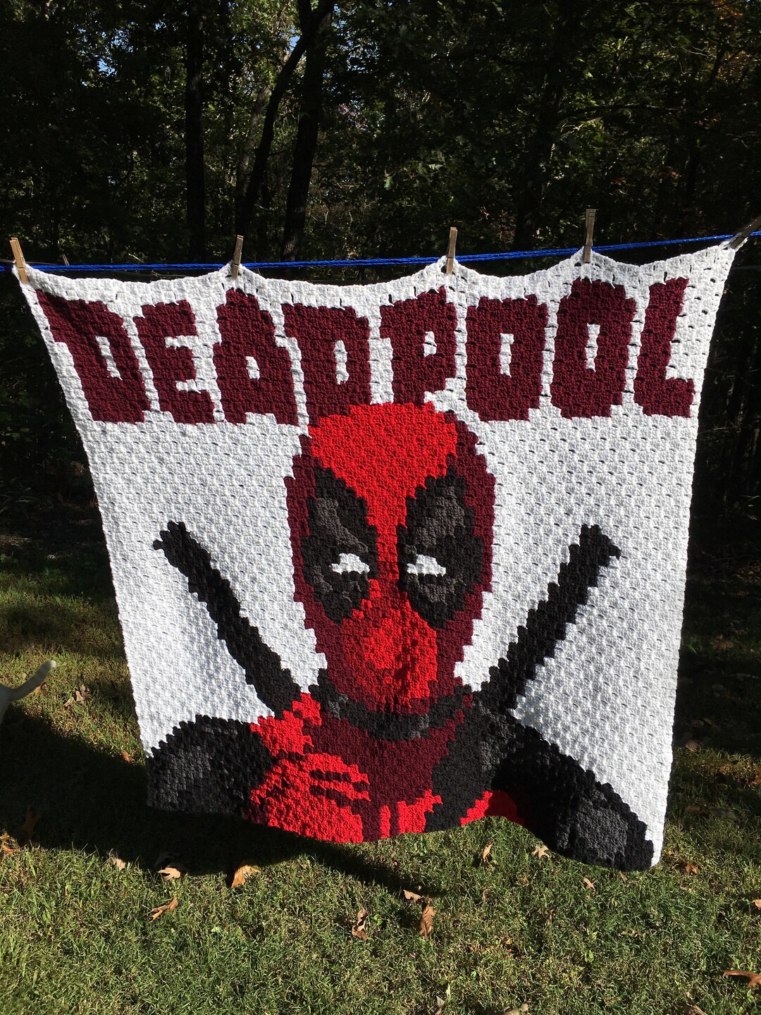 Deadpool Handmade Crochet Pixel Art C2C Graphgan Blanket - Etsy