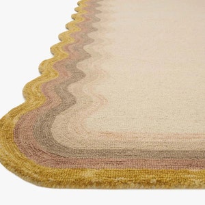 Scallop Wavy Shaped Hand Tufted Irregular Solid Color Area Rug 100% New ...