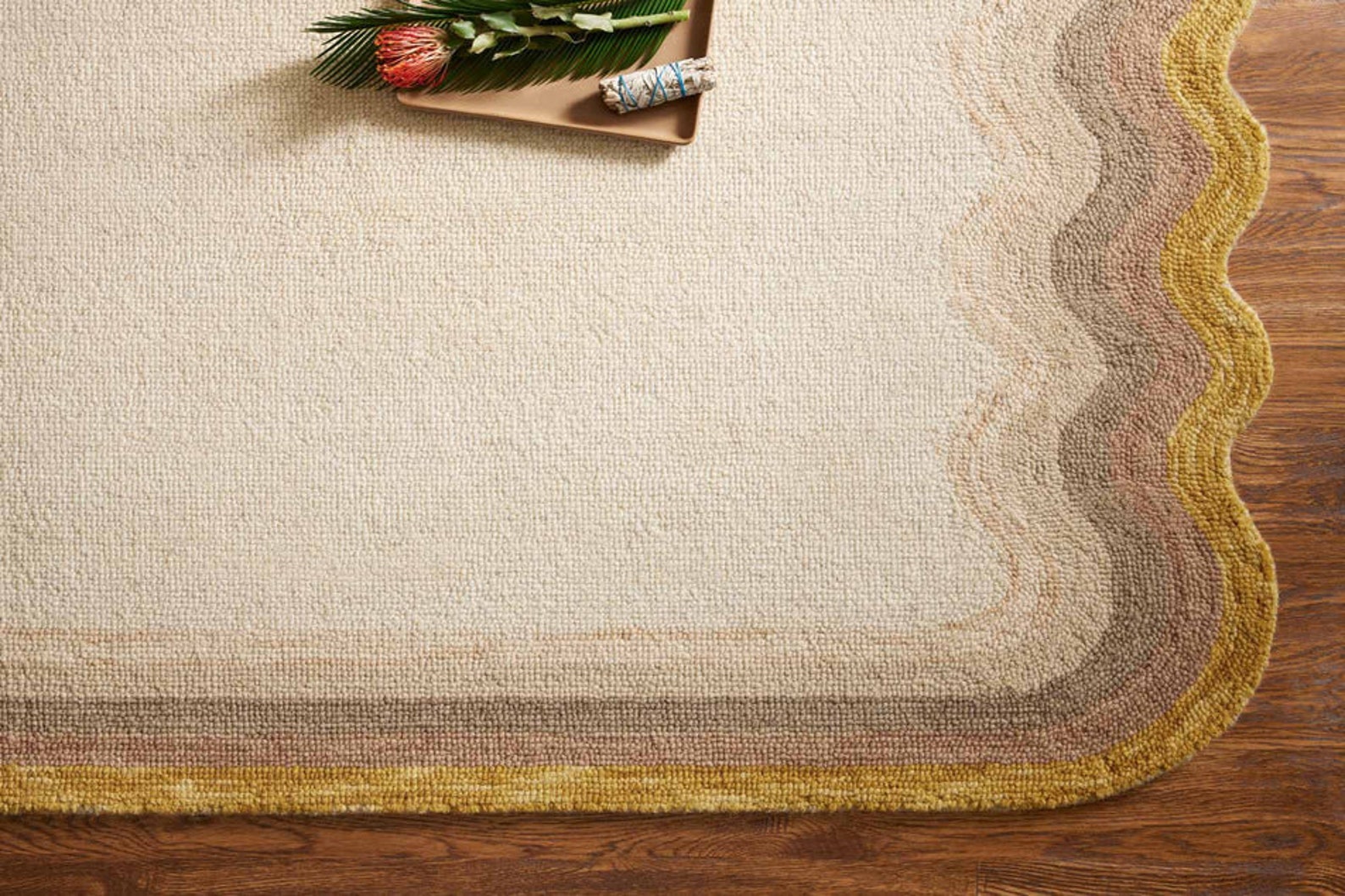 Scallop Wavy Shaped Hand Tufted Irregular Solid Color Area Rug 100% New ...