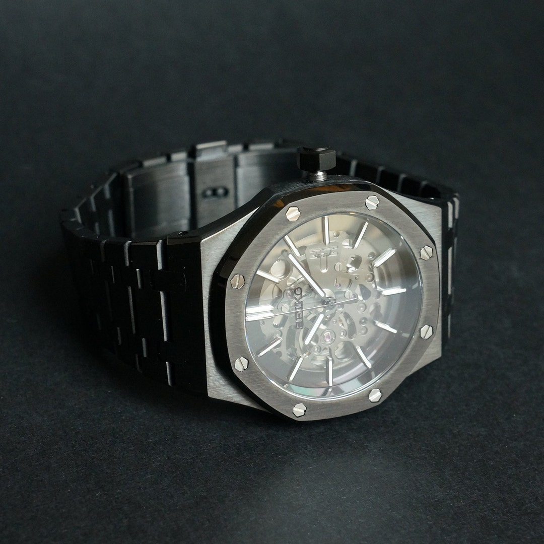Luxury Skeleton 'black Ghost'watch Seiko MOD NH 72 Movement - Etsy