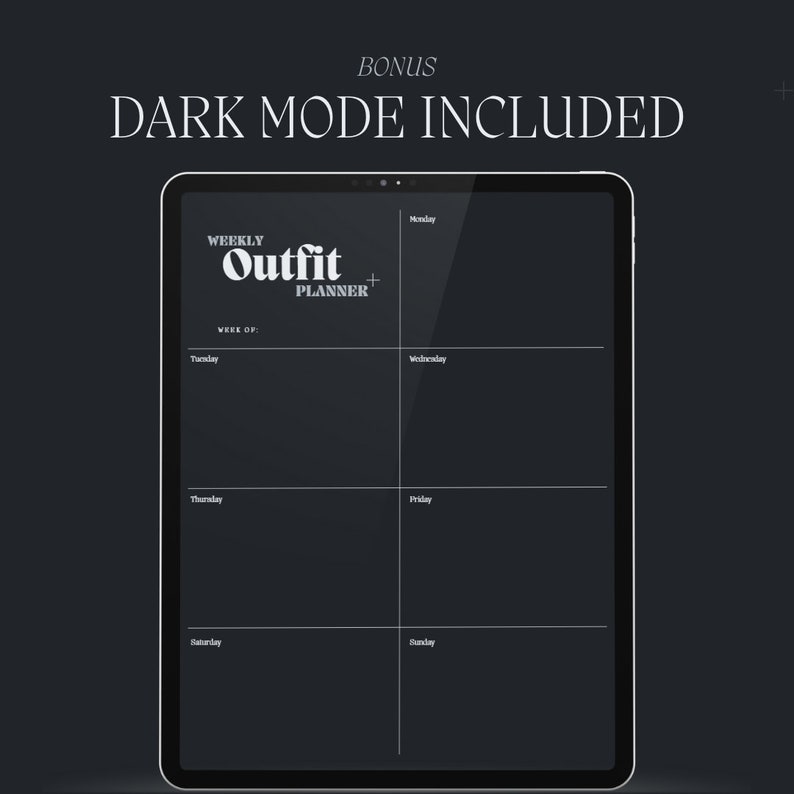 Weekly Outfit Planner Printable Minimalist Light Dark Goodnotes iPad ...